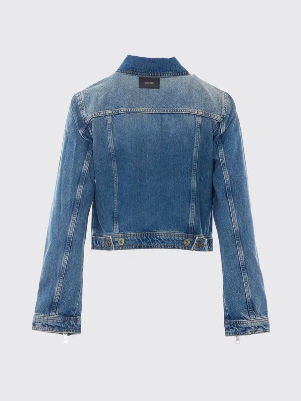 Liu Jo Cotton Denim Jacket With Zipped Cuffs And Metallic Buttons