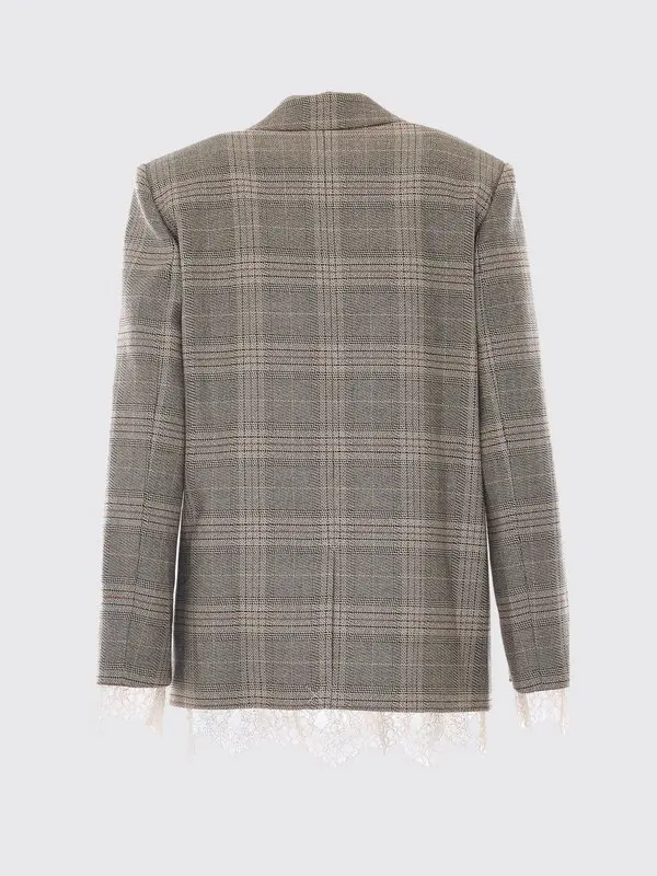 Liu Jo Viscose Blend Blazer With Tartan Print And Lace Inserts