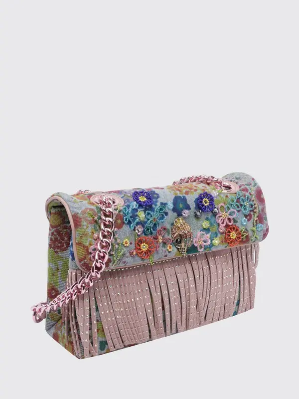 Kurt Geiger Kensington Floral Embroidered Denim Shoulder Bag