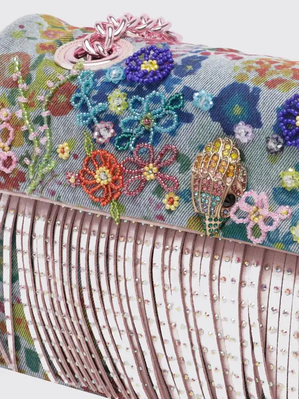 Kurt Geiger Kensington Floral Embroidered Denim Shoulder Bag