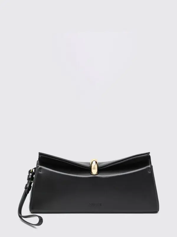 Jacquemus Valérie Clutch In Smooth Calfskin With Wrist Strap And Logo - Black