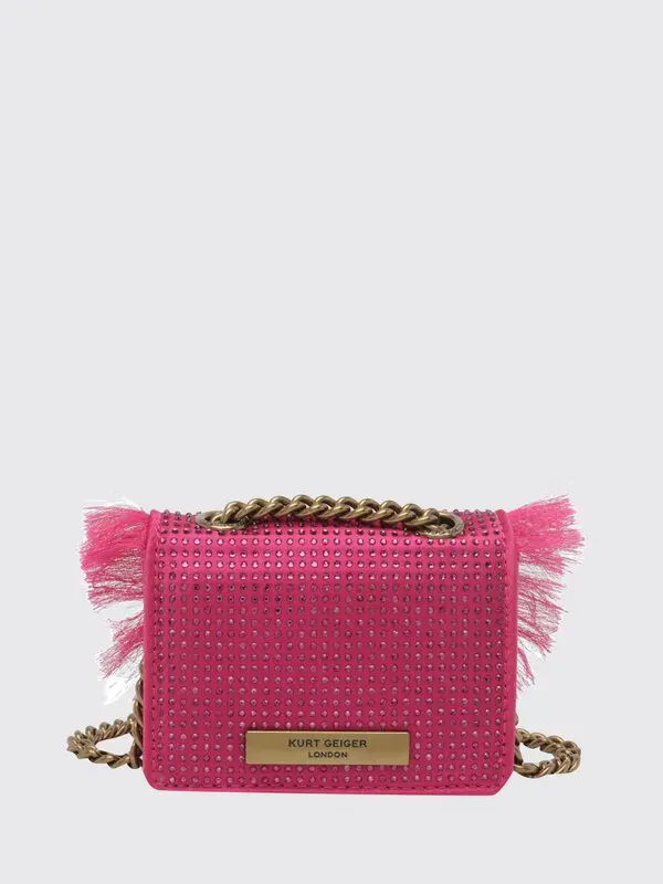 Kurt Geiger Kensington Satin Mini Bag With Crystal Fringe - Fuchsia