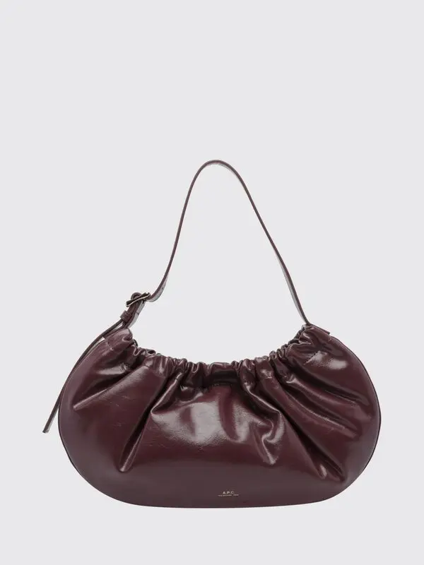 A.p.c. Ninon Ruched Recycled Synthetic Leather Hobo Bag With Adjustable Handle - Red