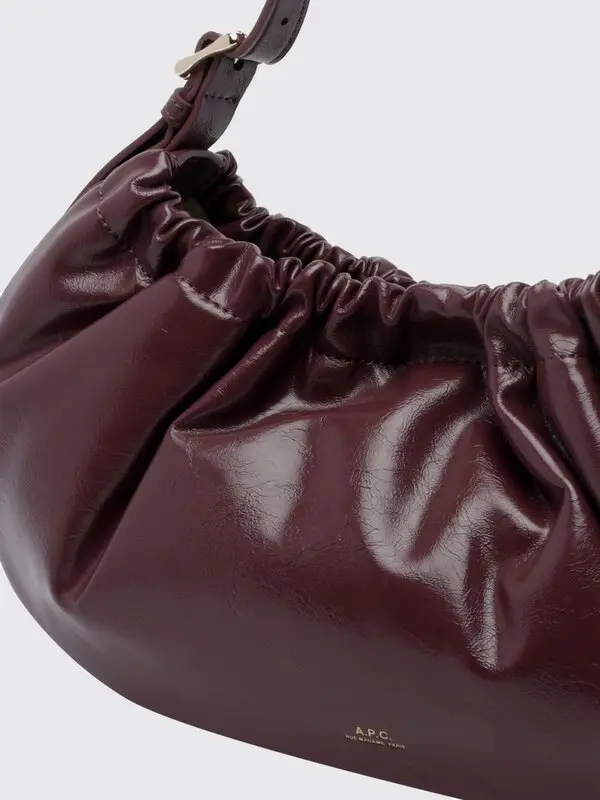 A.p.c. Ninon Ruched Recycled Synthetic Leather Hobo Bag With Adjustable Handle - Red