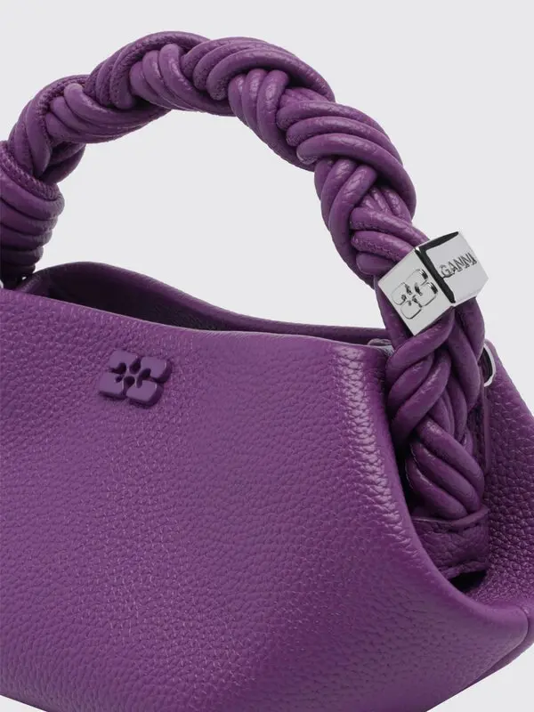 GANNI Small Bou Handbag With Braided Handle And Butterfly Logo - Violet