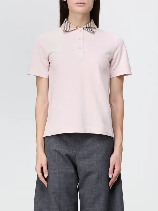 Burberry Cotton Polo Shirt With Check Pattern Collar And Ekd Logo Embroidery