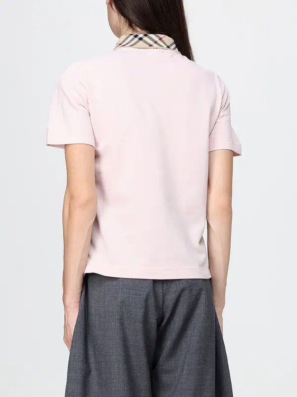Burberry Cotton Polo Shirt With Check Pattern Collar And Ekd Logo Embroidery