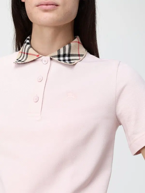 Burberry Cotton Polo Shirt With Check Pattern Collar And Ekd Logo Embroidery