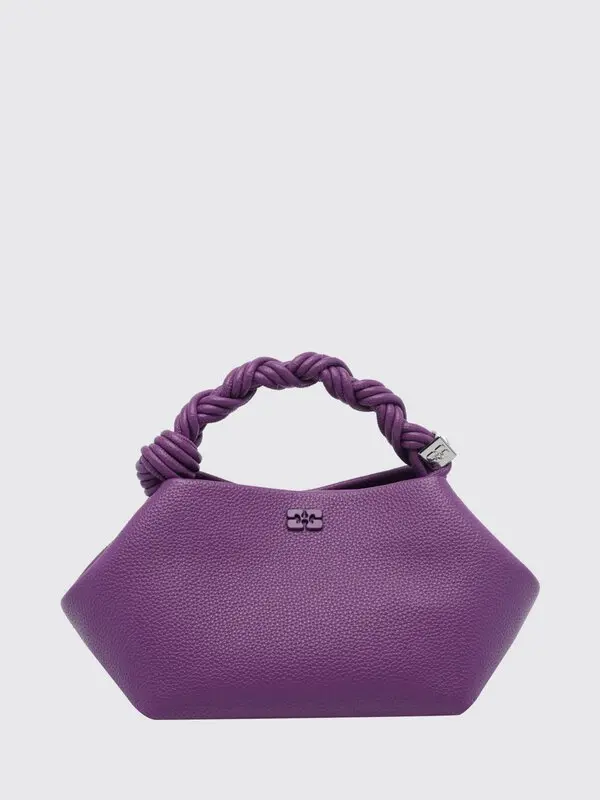 GANNI Bou Handbag In Recycled Materials With Braided Handle And Logo - Violet
