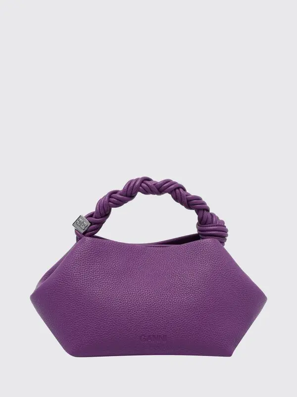 GANNI Bou Handbag In Recycled Materials With Braided Handle And Logo - Violet