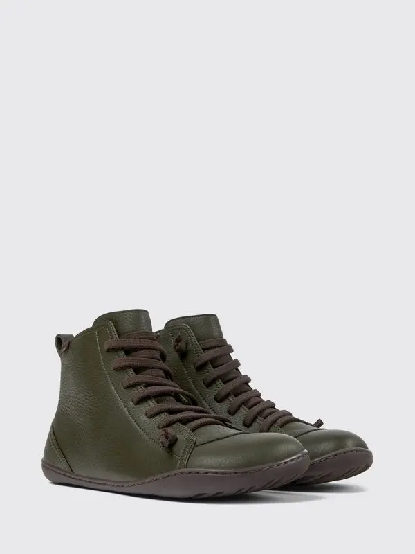 Camper Peu Calf Leather Outdoor Ankle Boots With Elastic Laces And Zip