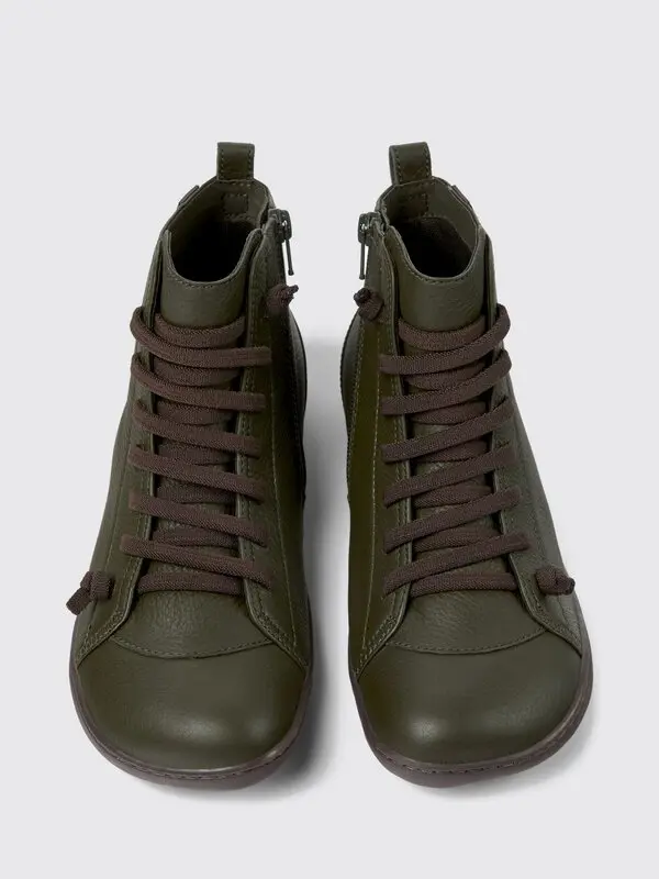 Camper Peu Calf Leather Outdoor Ankle Boots With Elastic Laces And Zip