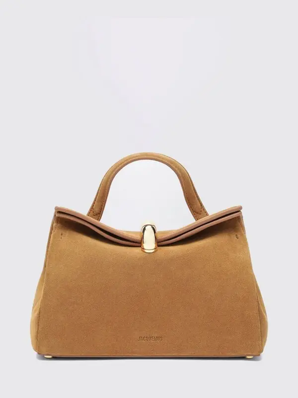 Jacquemus Valérie Suede Calfskin Handbag With Flat Handle - Brown