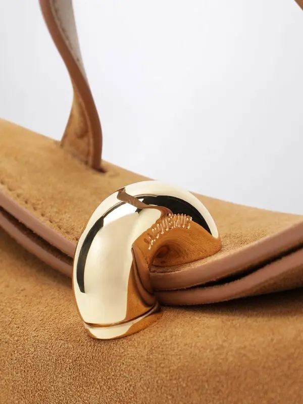Jacquemus Valérie Suede Calfskin Handbag With Flat Handle - Brown