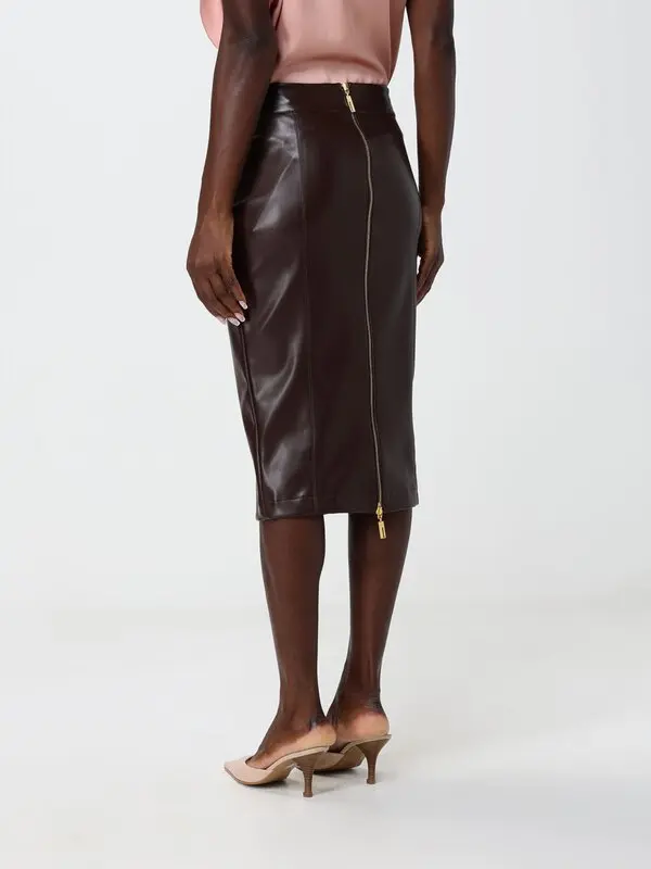 HANITA High-waisted Smooth Faux Leather Midi Pencil Skirt - Brown