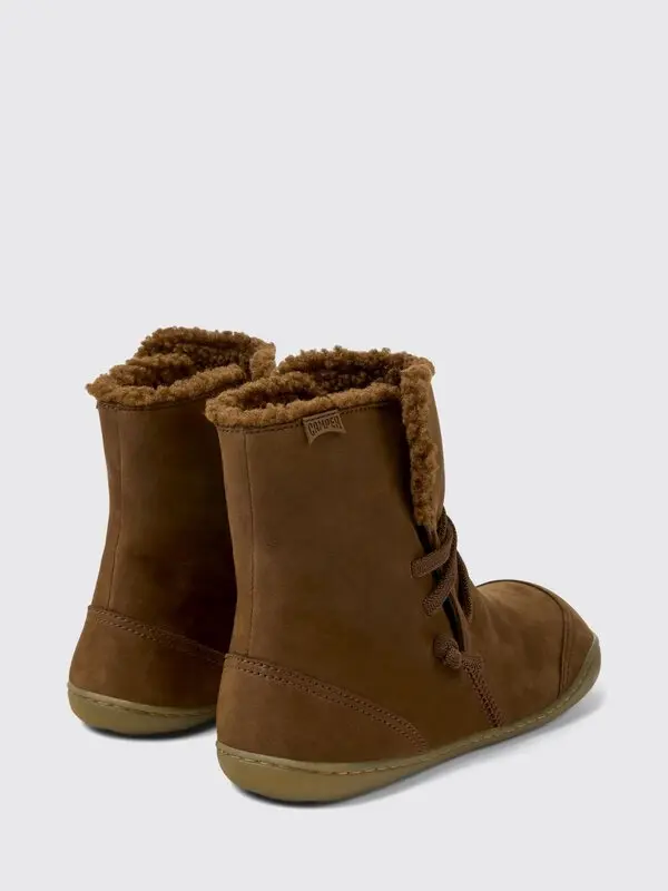 Camper Peu Nubuck Slip-on Ankle Boots With Elastic Laces And Round Toe - Brown