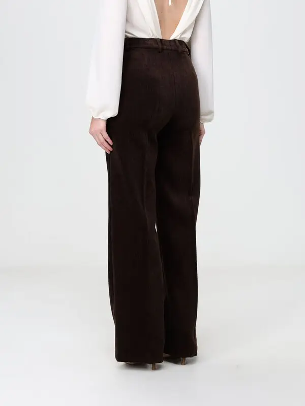 HANITA High-waisted Wide-leg Velvet Trousers With Belt Loops - Brown