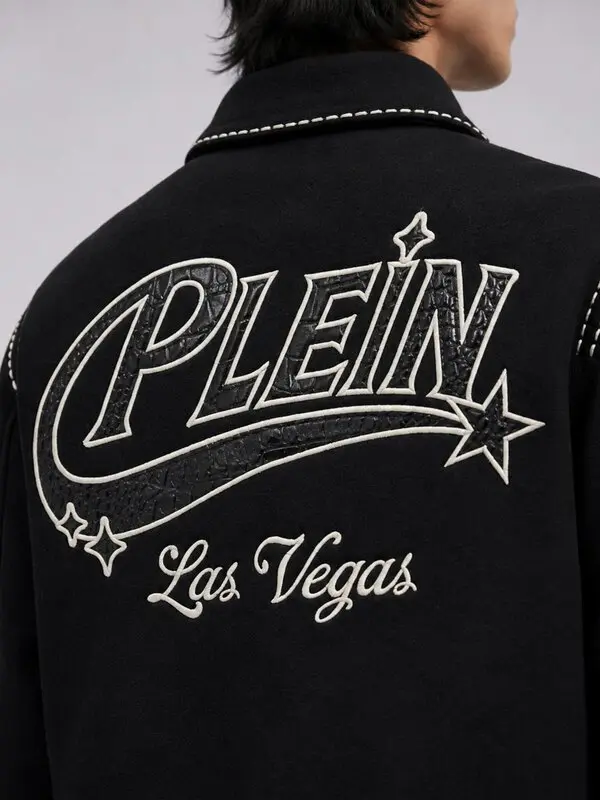 Philipp Plein Coster Monogram Shirt Jacket In Wool And Cashmere