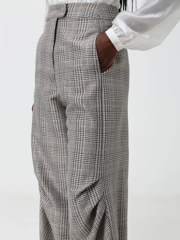 HANITA Prince Of Wales Crêpe High-waisted Flared Trousers
