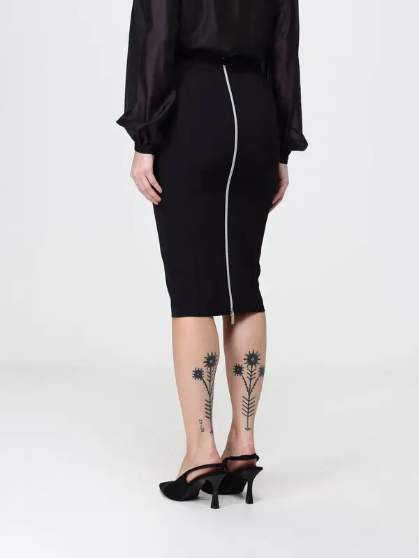 HANITA High-waisted Jersey Pencil Midi Skirt With Back Slit - Black