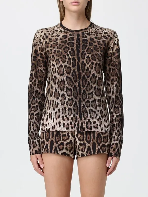 Dolce & Gabbana Animalier-print Virgin Wool Crewneck Jumper
