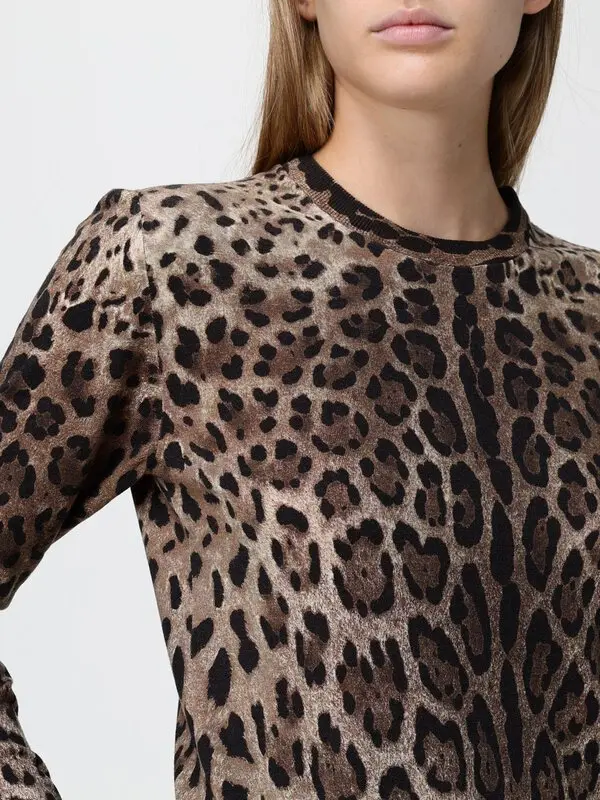 Dolce & Gabbana Animalier-print Virgin Wool Crewneck Jumper