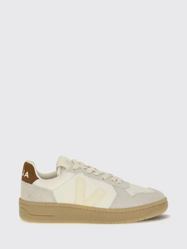 VEJA V-82 Bicolour O.t. Leather Sneakers With Perforated Toe - Brown