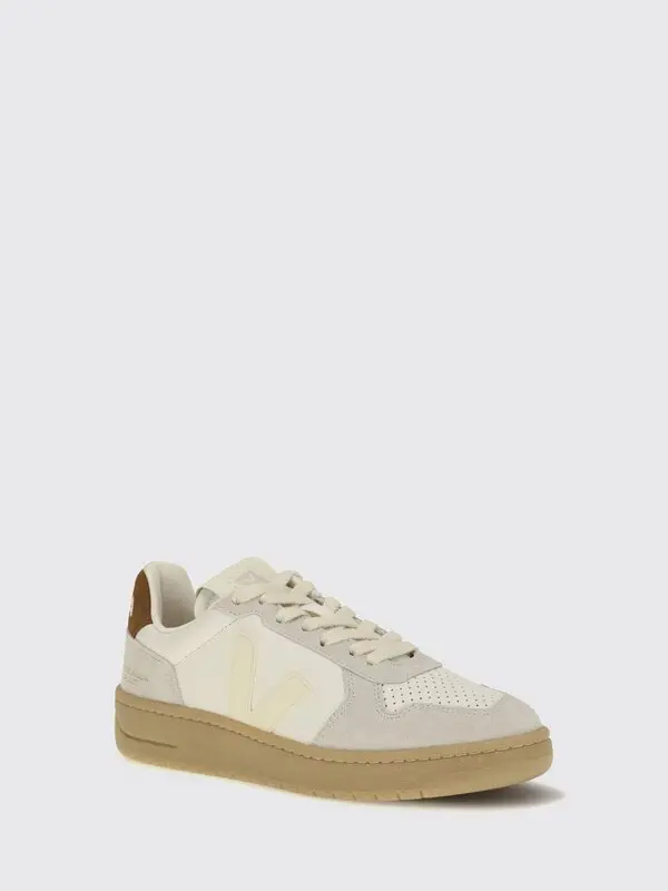 VEJA V-82 Bicolour O.t. Leather Sneakers With Perforated Toe - Brown