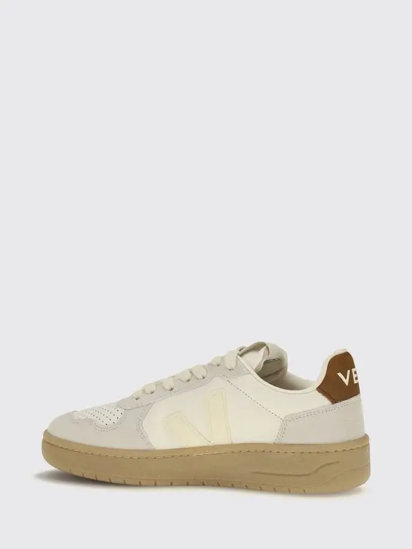 VEJA V-82 Bicolour O.t. Leather Sneakers With Perforated Toe - Brown
