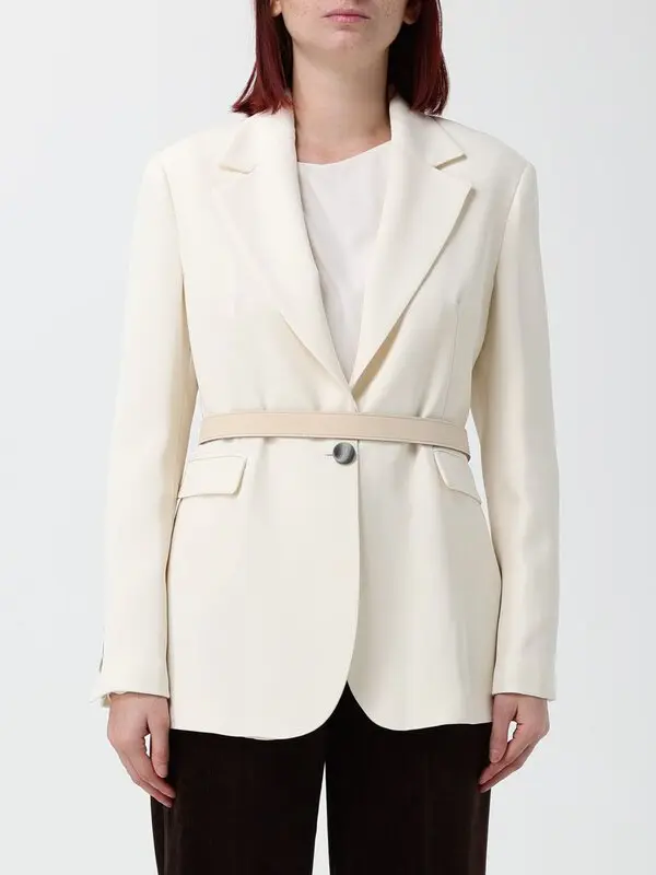HANITA Single-breasted Viscose Blend Blazer With Waist Belt And Lapels - Yellow Cream