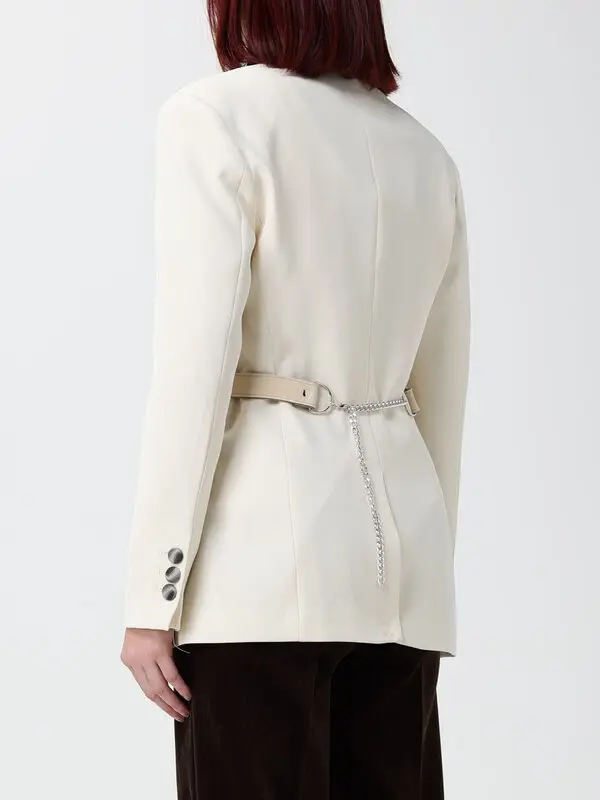 HANITA Single-breasted Viscose Blend Blazer With Waist Belt And Lapels - Yellow Cream