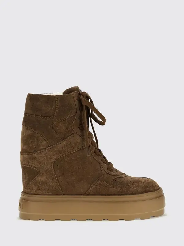 Casadei High-top Suede Sneakers With Internal Wedge - Burnt