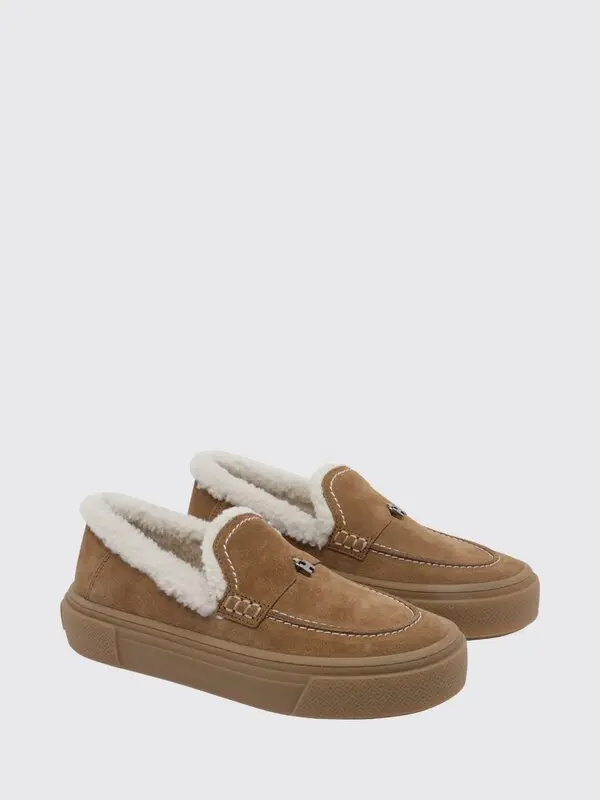 Hogan Crosswind Suede And Shearling Slip-on Trainers With Logo