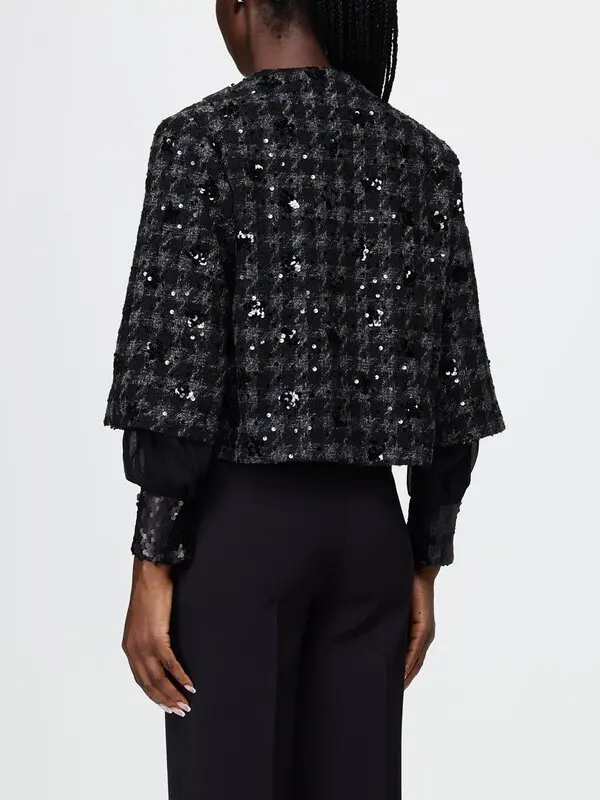 HANITA Cropped Jacket With Houndstooth Embroidery And Sequins