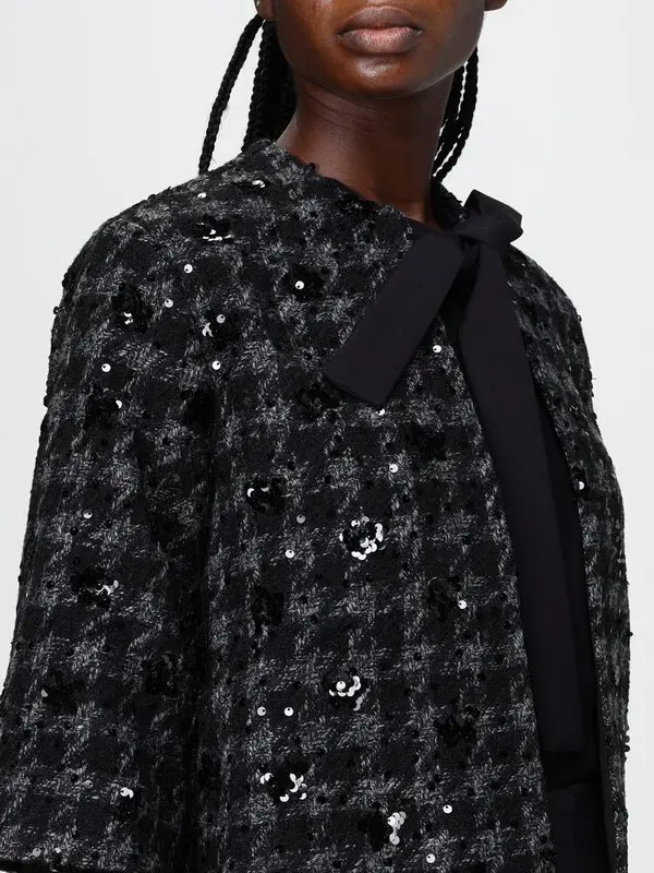 HANITA Cropped Jacket With Houndstooth Embroidery And Sequins