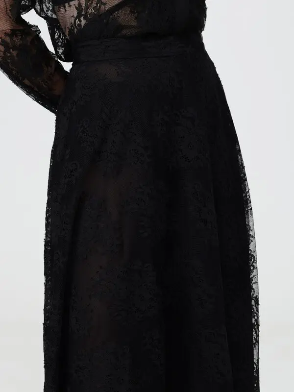 HANITA High-waisted A-line Long Lace Skirt With Concealed Closure - Black