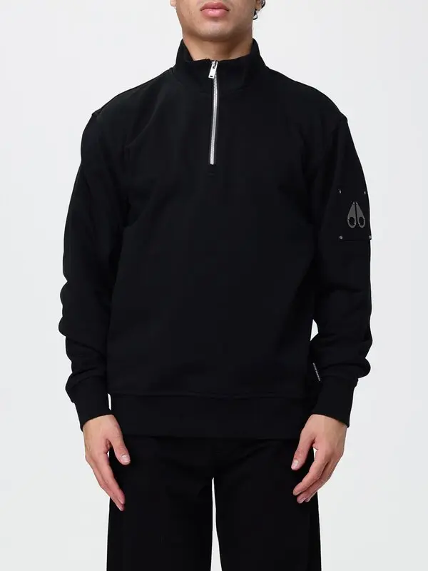 Moose Knuckles Cotton High Neck Half-zip Sweatshirt With Metal Logo