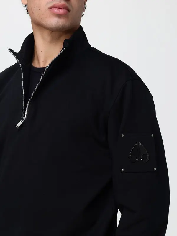 Moose Knuckles Cotton High Neck Half-zip Sweatshirt With Metal Logo