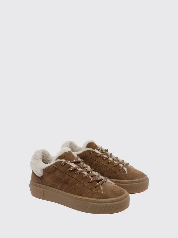 Hogan Crosswind Bicolour Suede And Shearling Low-top Trainers With H Logo