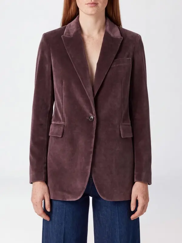 CIRCOLO 1901 Single-breasted Velvet Blazer With Peak Lapels - Brown
