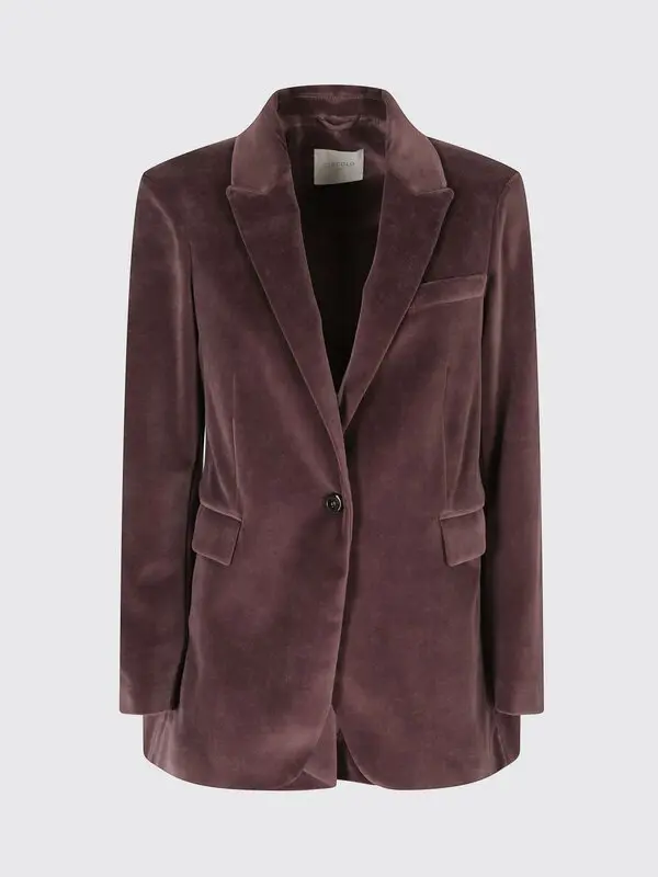 CIRCOLO 1901 Single-breasted Velvet Blazer With Peak Lapels - Brown