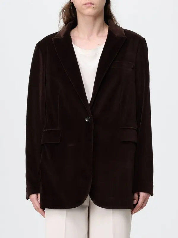 CIRCOLO 1901 Single-breasted Velvet Blazer With Peak Lapels - Burnt