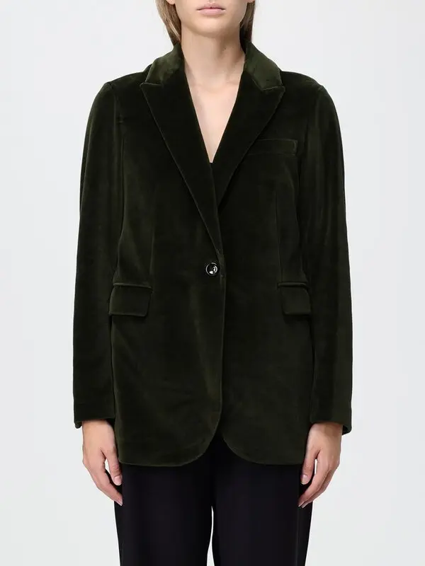 CIRCOLO 1901 Single-breasted Velvet Blazer With Peak Lapels - Green