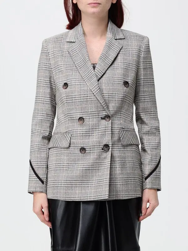 HANITA Double-breasted Houndstooth Rayon-blend Blazer