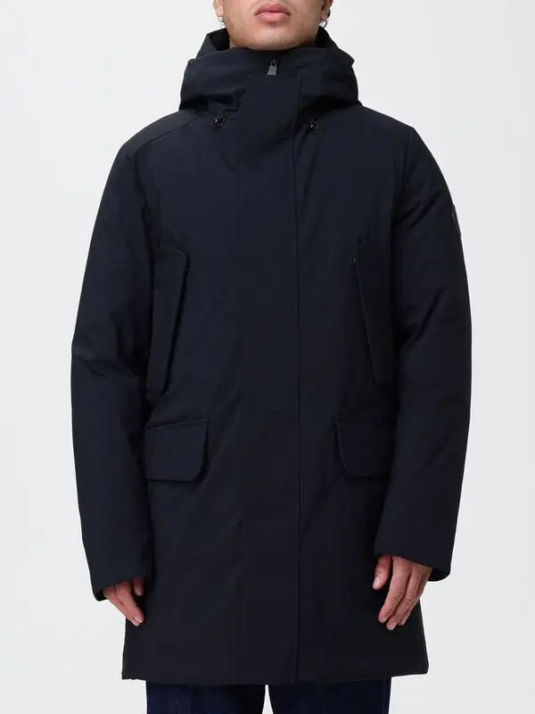SAVE THE DUCK Knee-length Softshell Parka With Hood And High Neck - Black