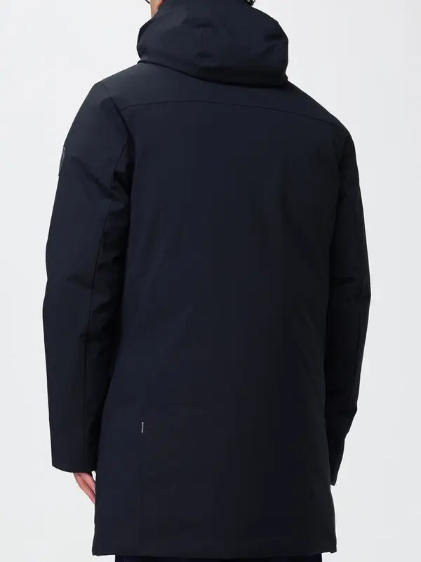 SAVE THE DUCK Knee-length Softshell Parka With Hood And High Neck - Black