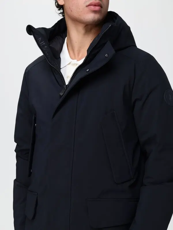 SAVE THE DUCK Knee-length Softshell Parka With Hood And High Neck - Black