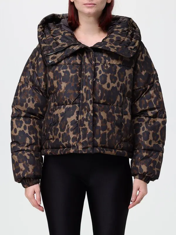 SAVE THE DUCK Animal Print Puffer Jacket With Sailor Collar - Beige