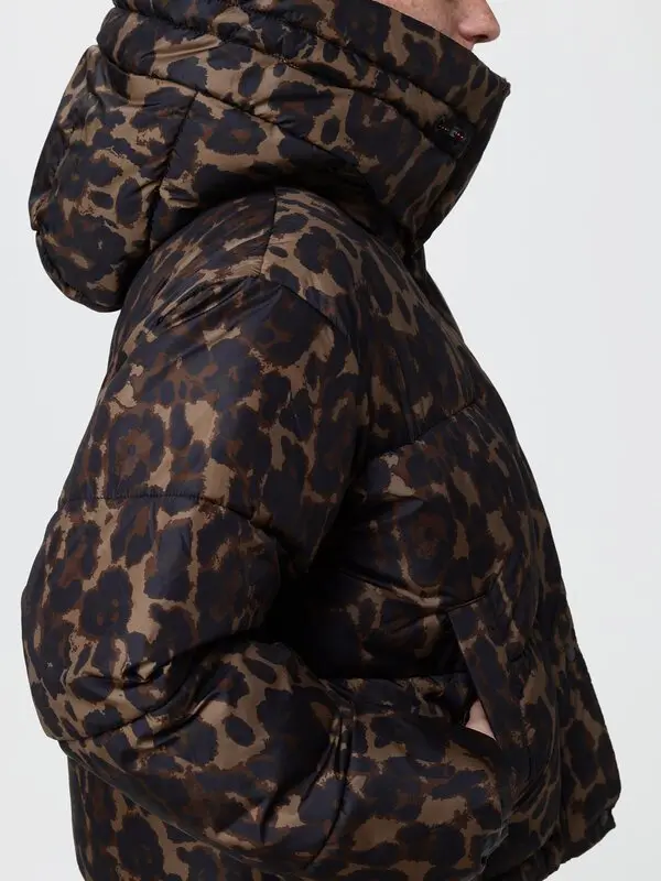 SAVE THE DUCK Animal Print Puffer Jacket With Sailor Collar - Beige