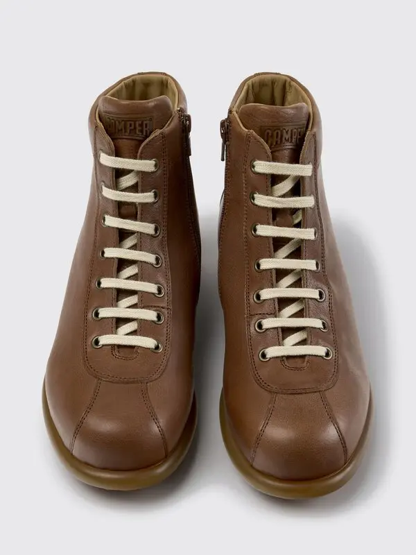 Camper Pelotas Lace-up Leather Ankle Boots With Side Zip